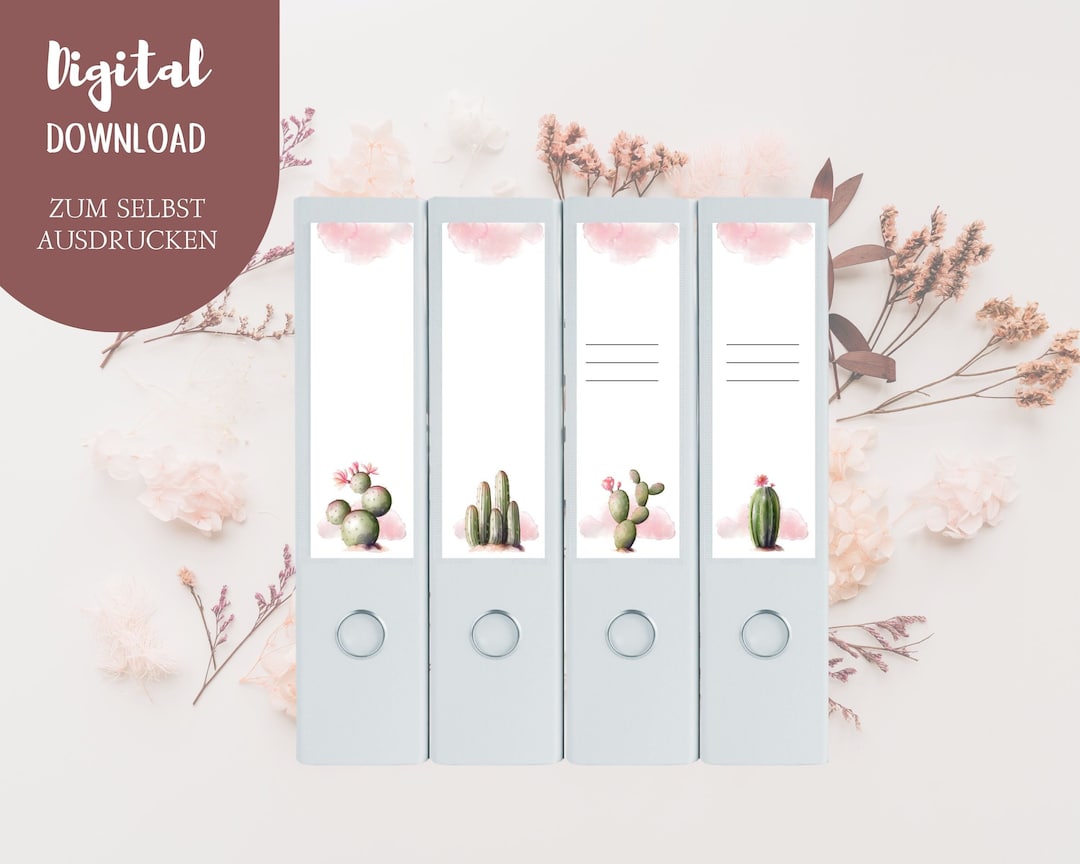 Folder Spine Labels With Cacti to Insert for Wide Narrow Folders With ...