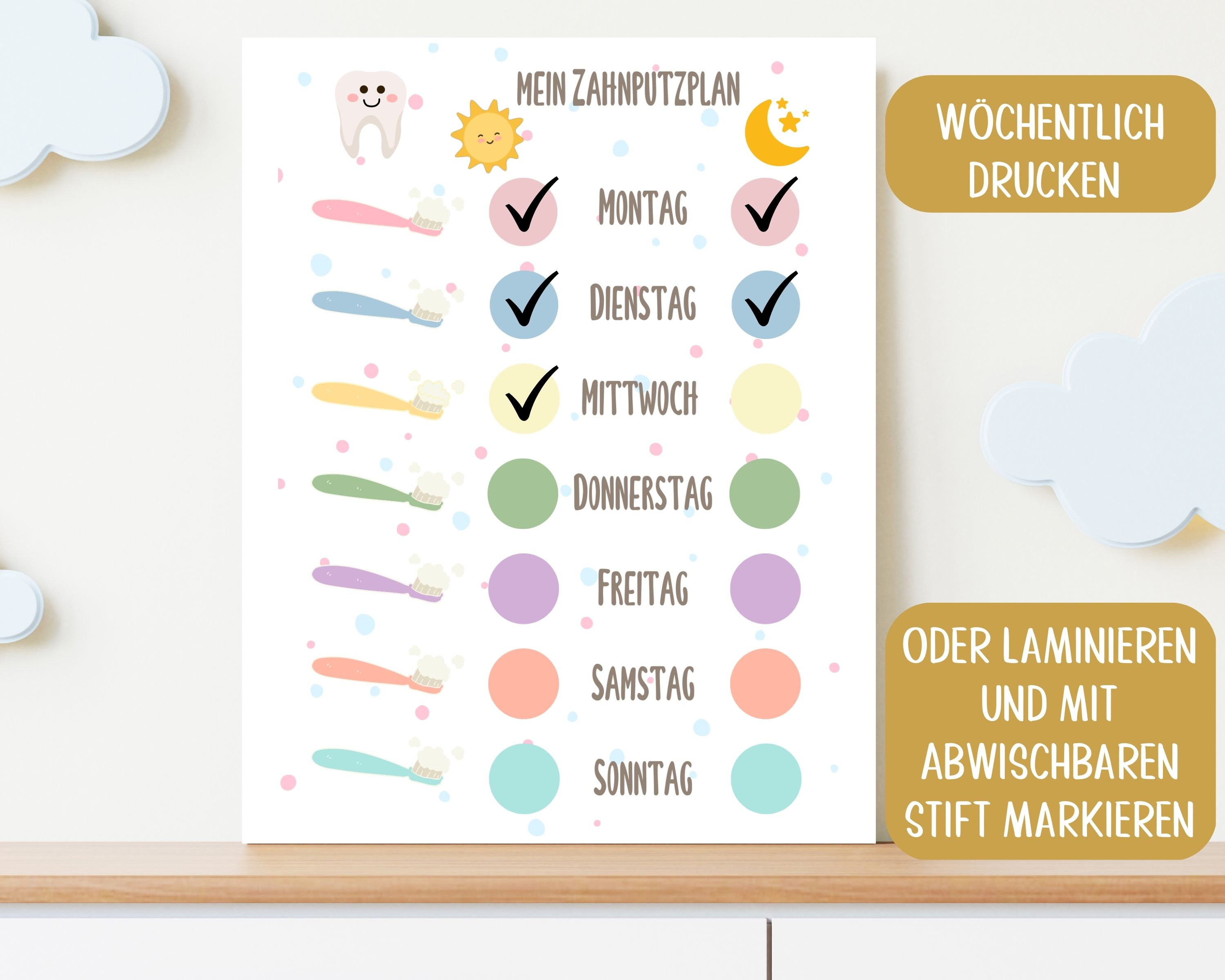 Tooth Brushing Schedule - Brush Teeth Weekly Schedule - Weekly Schedule ...