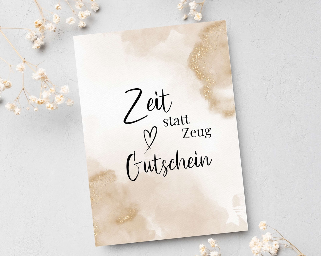 Karte Zeit statt Zeug Gutschein A6 | Zeit statt Zeug Gutschein Karte ...