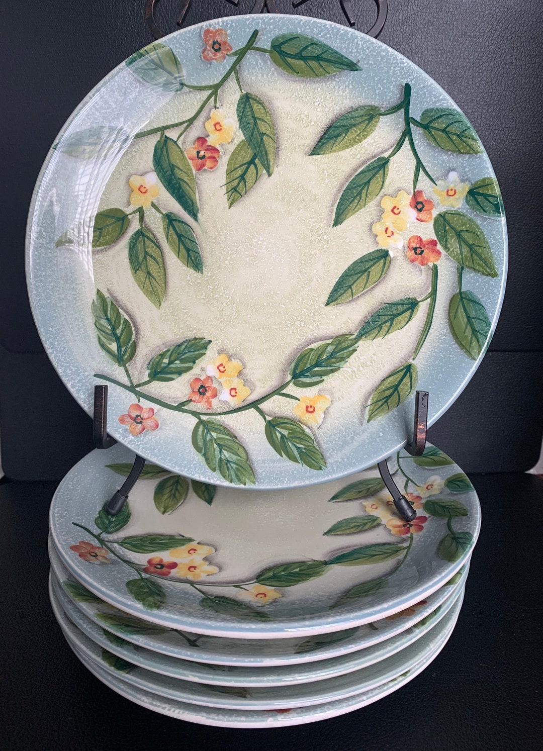 ND Hand Painted Luncheon Plates Set of 6 Apple Blossom Design 9" - Etsy