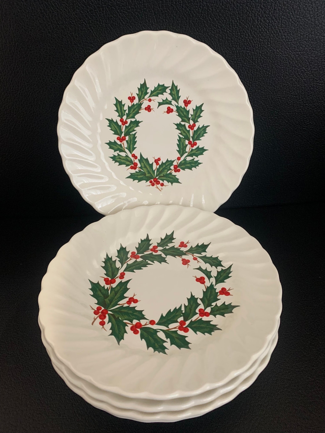 SCIO Japan Set of 6 Swirl Holly Berry Dessert Plates 6 - Etsy
