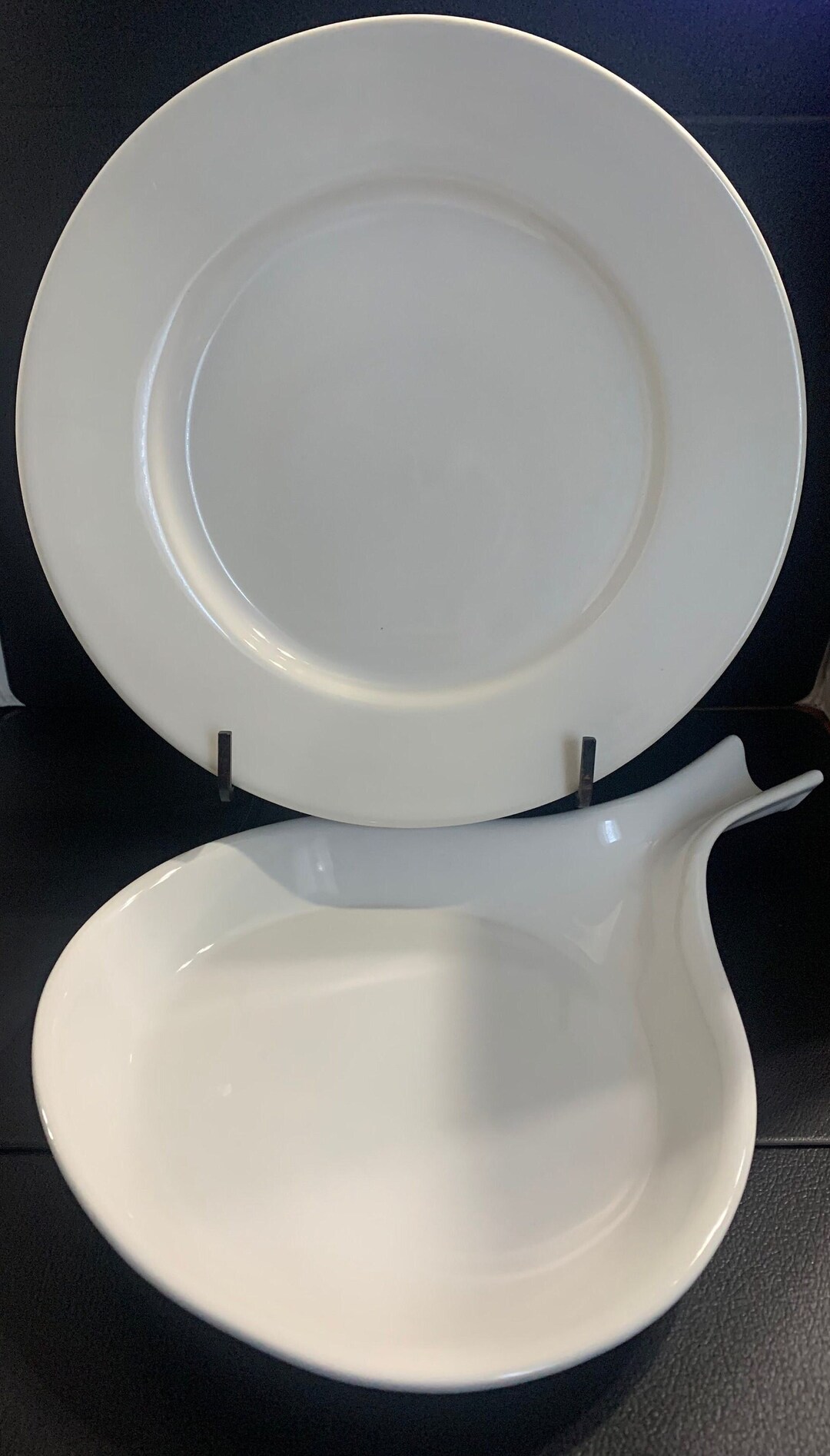 Burden China USA White Ceramic Fry Pan/skillet & Serving Round Platter ...