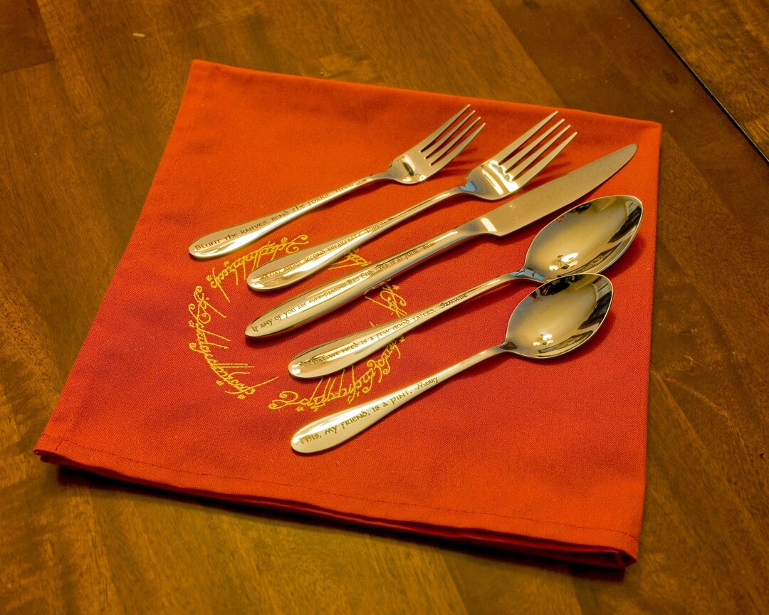 Engraved Lord of the Rings Silverware Set: Second Breakfast Tableware ...