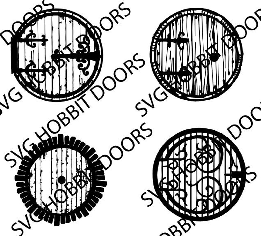 Four Hobbit Door Designs SVG Black and White Files - Etsy Australia
