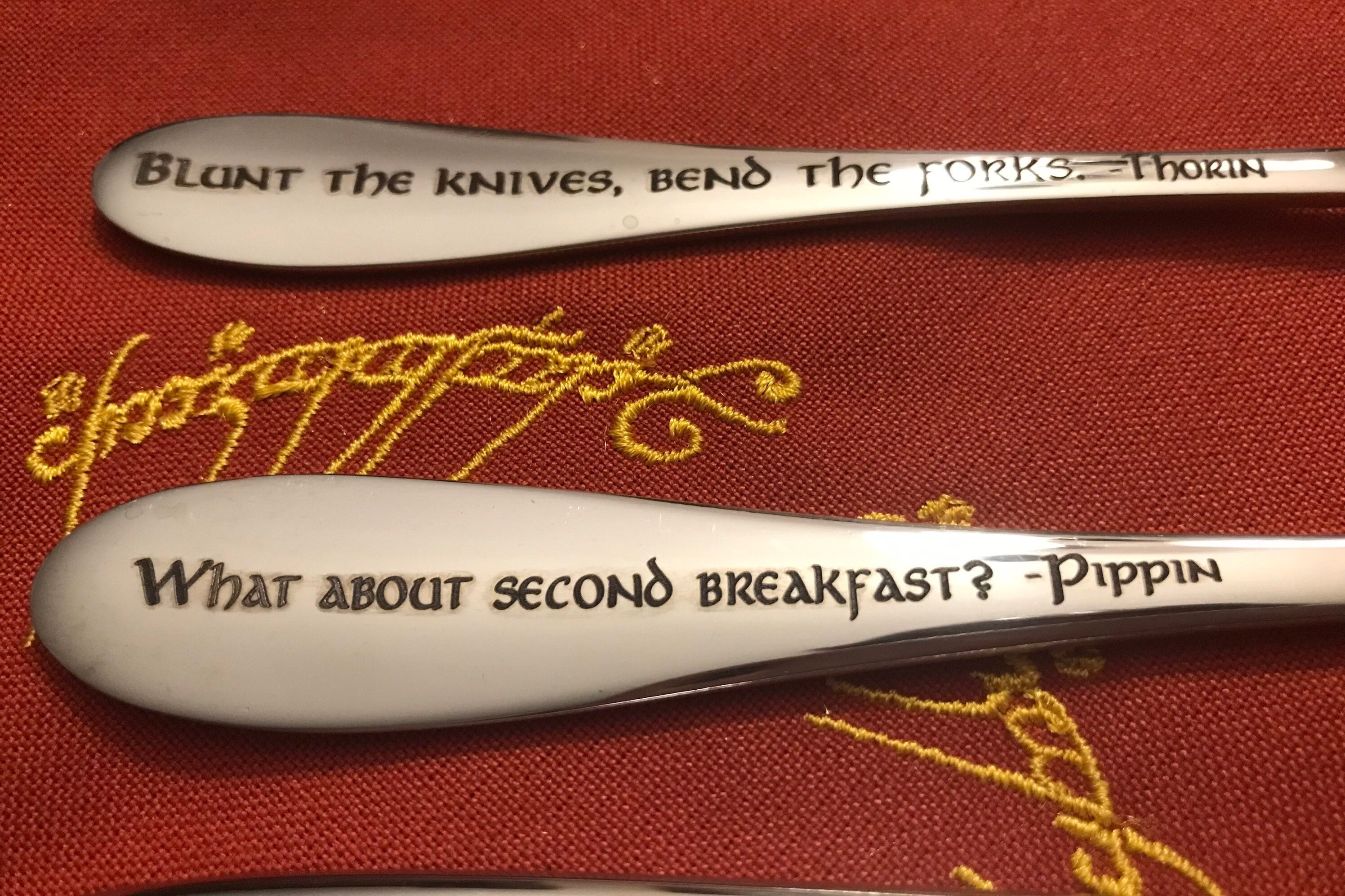 Engraved Lord of the Rings Silverware Set: Second Breakfast Tableware ...