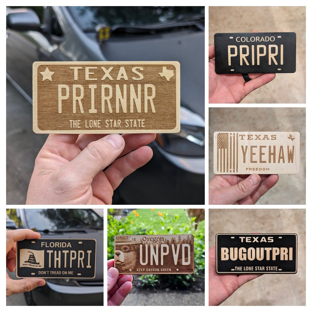 Custom Mini Wood License Plate: Laser Engraved Car Decor (4.75x2.25 ...
