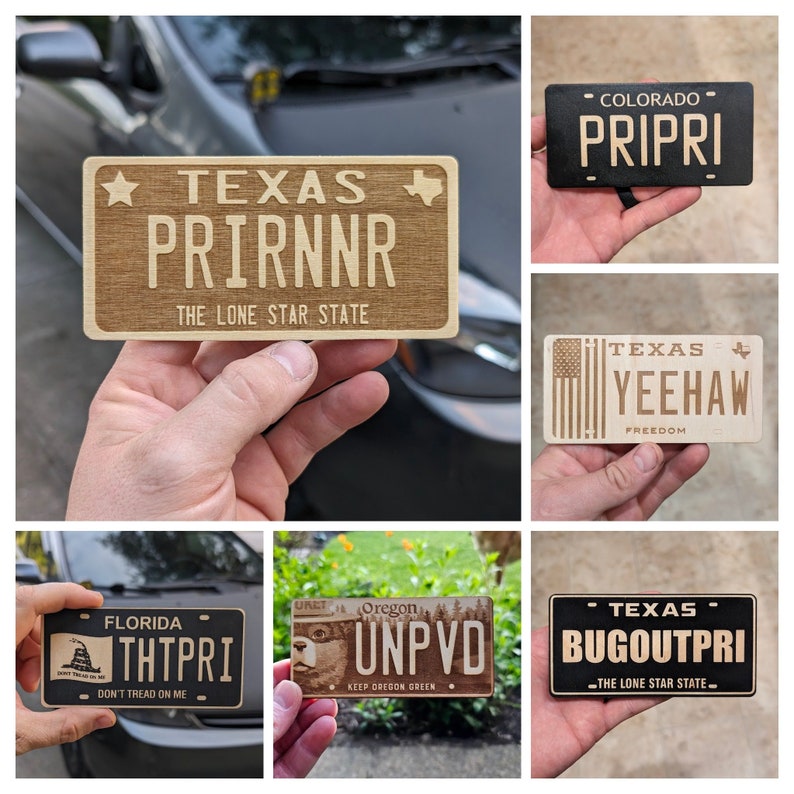 Custom Mini Wood License Plate: Laser Engraved Car Decor (4.75x2.25 ...