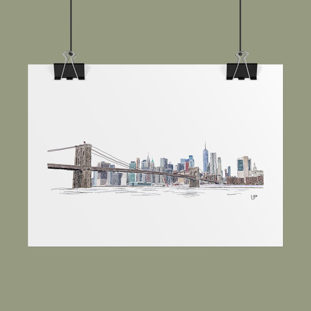 New York Line Drawing - Matte Poster, Line Drawing, Cityscape ...