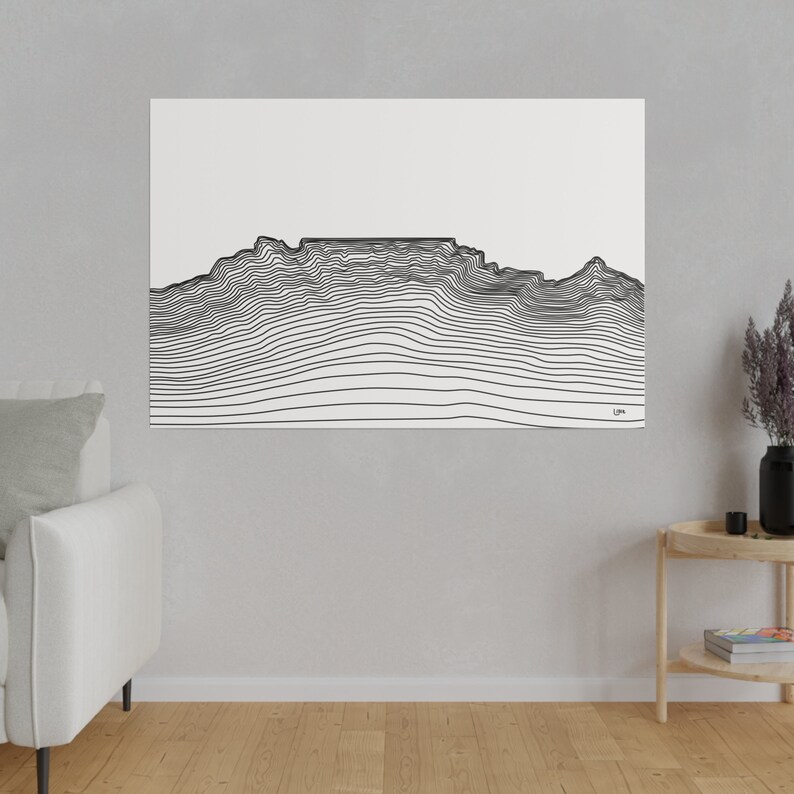 Table Mountain Line Sketch Print Matte Canvas, Stretched, 0.75" - Etsy