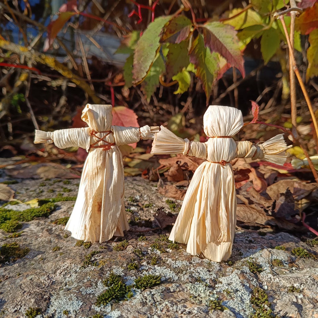Corn Husk Dolls Set of 2 Voodoo Doll Harvest Doll Husk Doll Pagan Doll ...