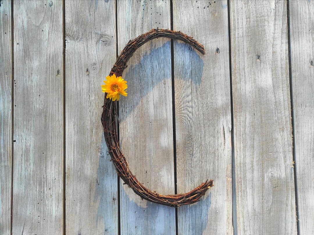 Twig Letter C | Twig Letter With Flower | Woodland Nursery, Twig ...