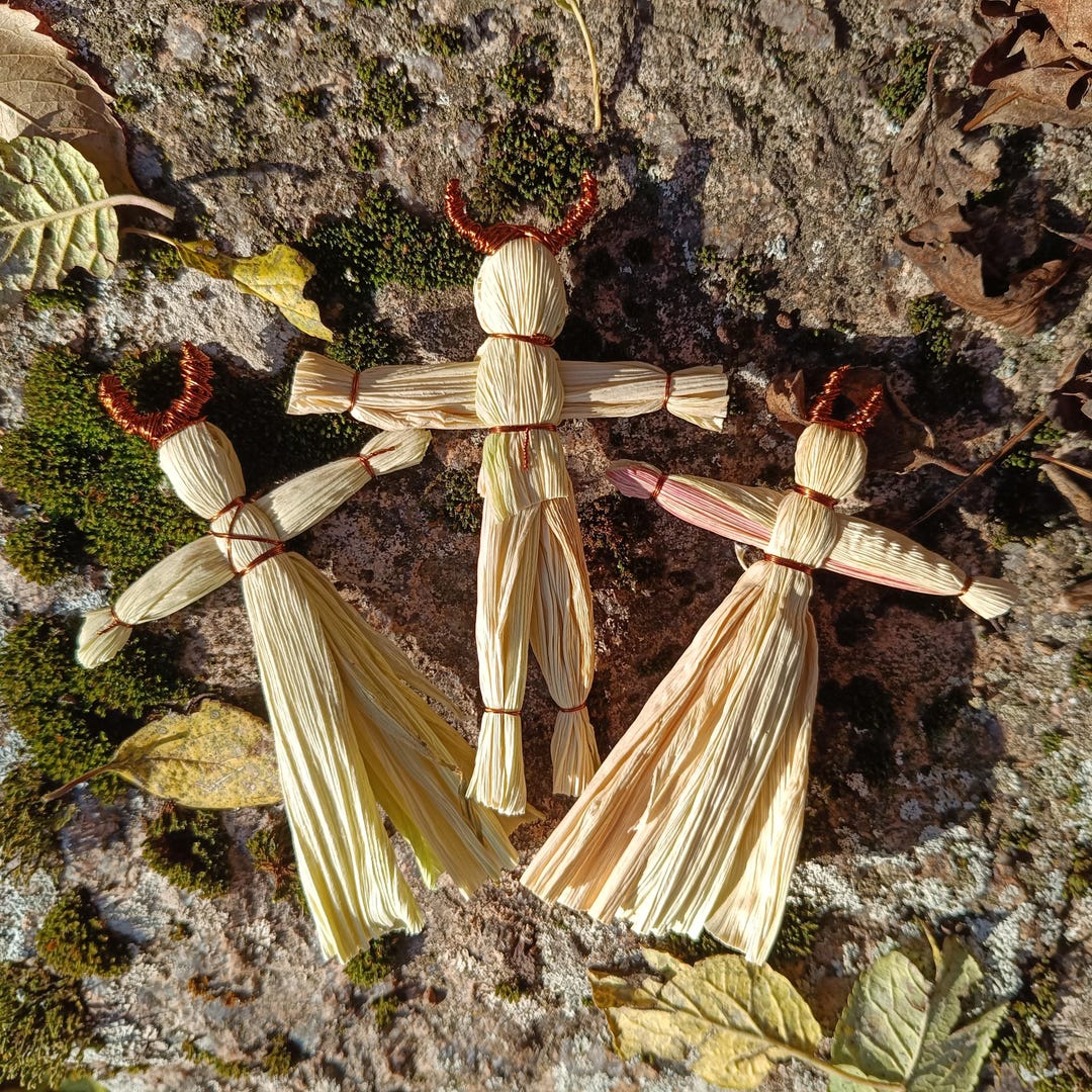 Corn Husk Dolls Set of 3, Voodoo Doll, Harvest Doll, Husk Doll, Pagan ...