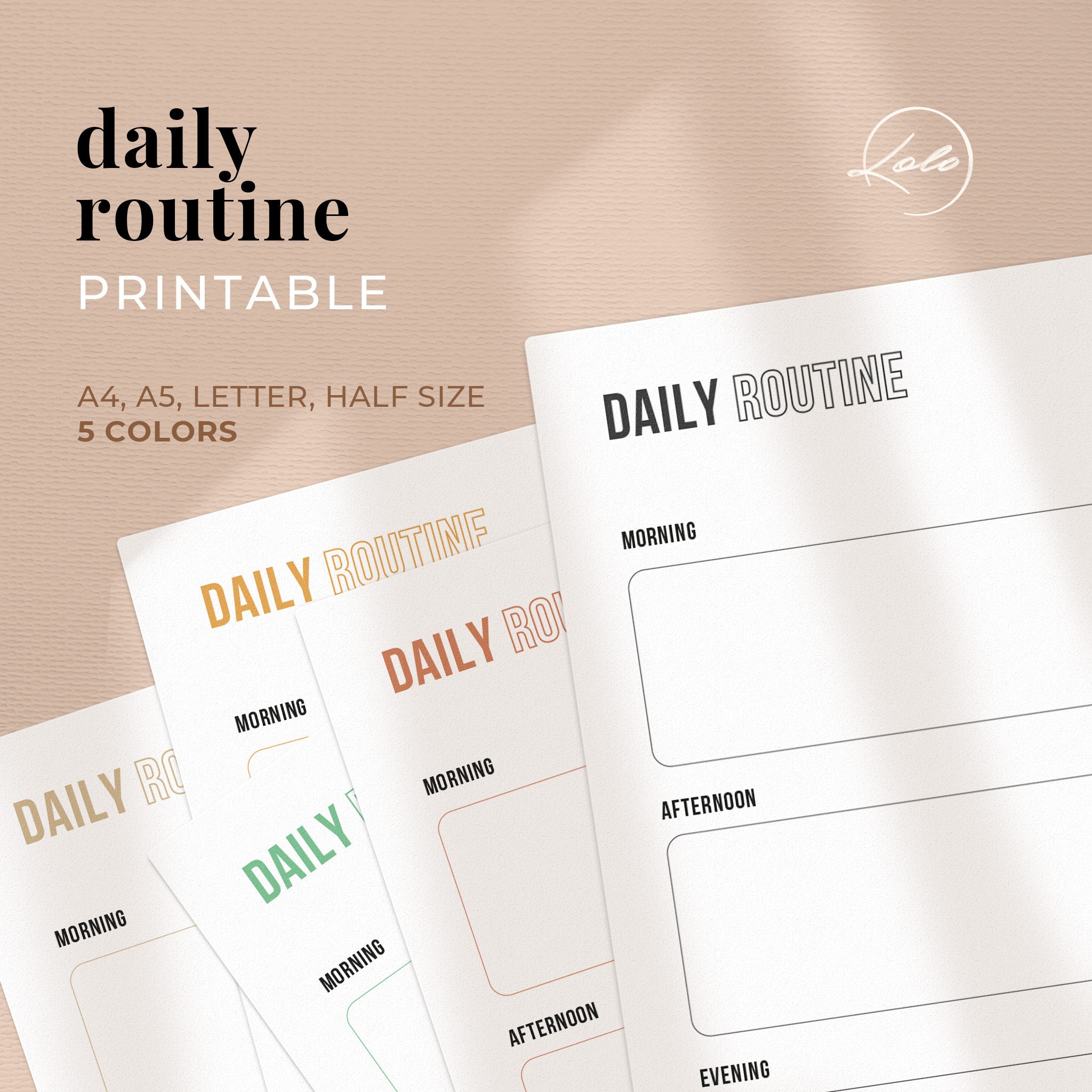 Daily Routine, Daily Routine Printable Planner, Undated Daily Planner ...