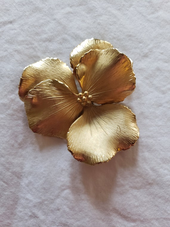 Vintage Giovanni Flower Rose Brooch - Gem