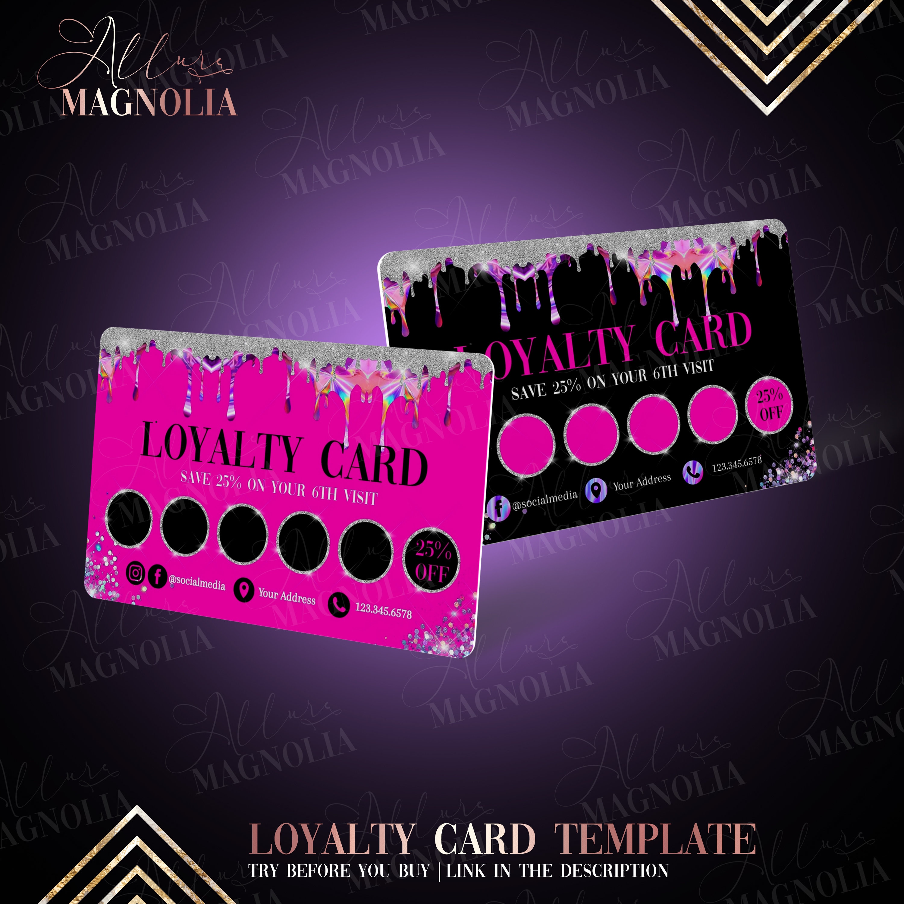 BEAUTY LOYALTY CARD, Beauty Cosmetics Loyalty Cards, Editable Beauty ...