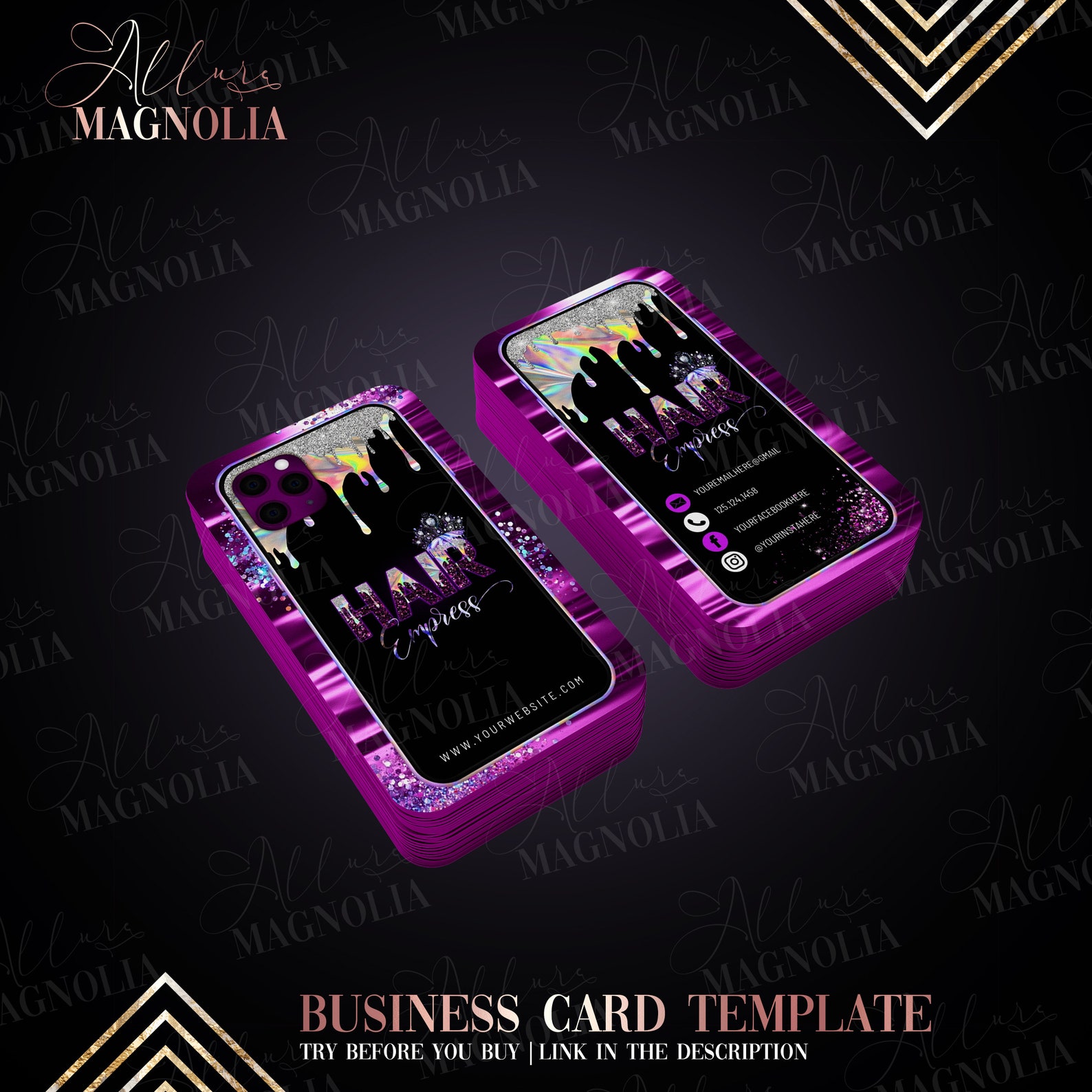 BEAUTY BUSINESS CARD, Beauty Cosmetics Business Cards, Editable Hair ...