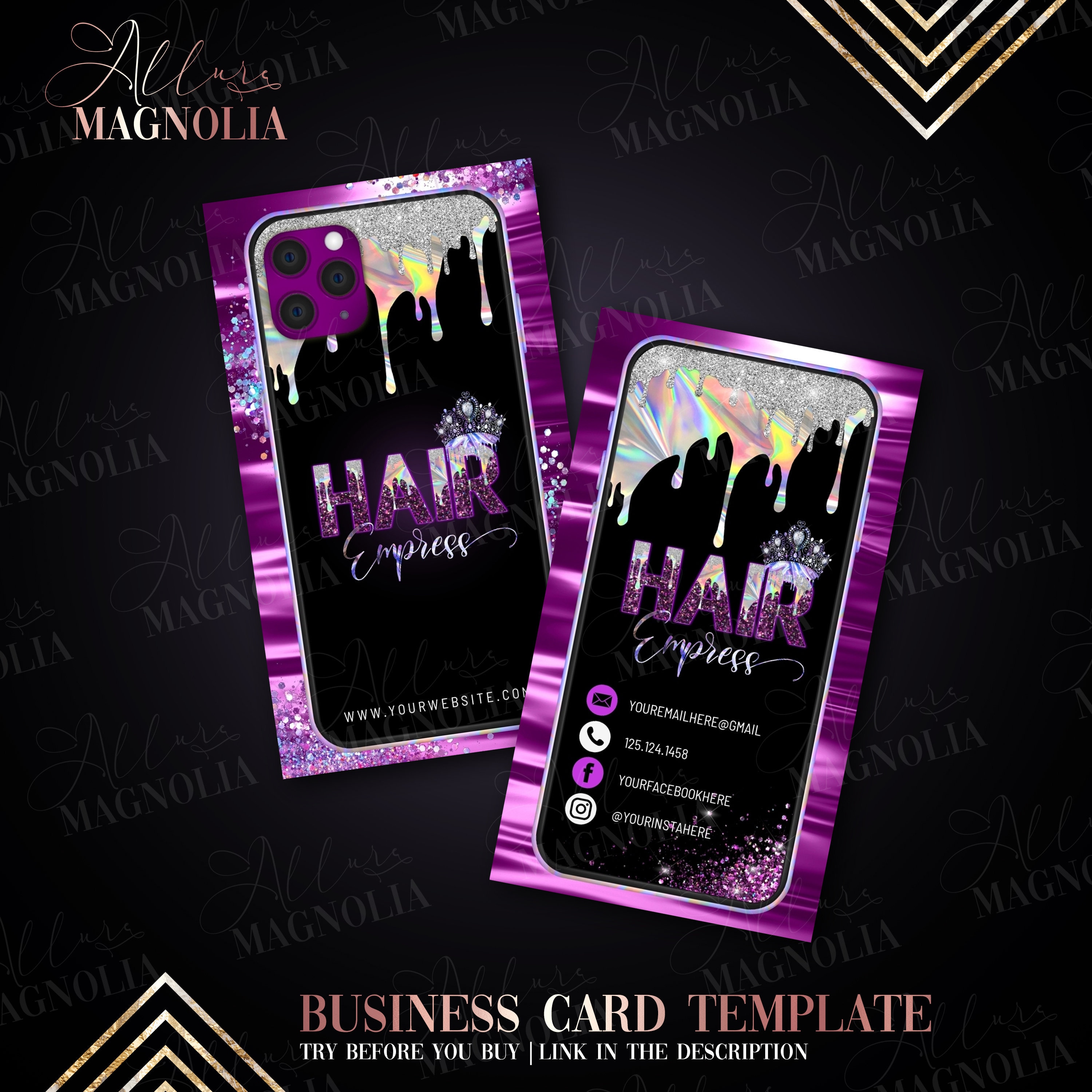 BEAUTY BUSINESS CARD, Beauty Cosmetics Business Cards, Editable Hair ...