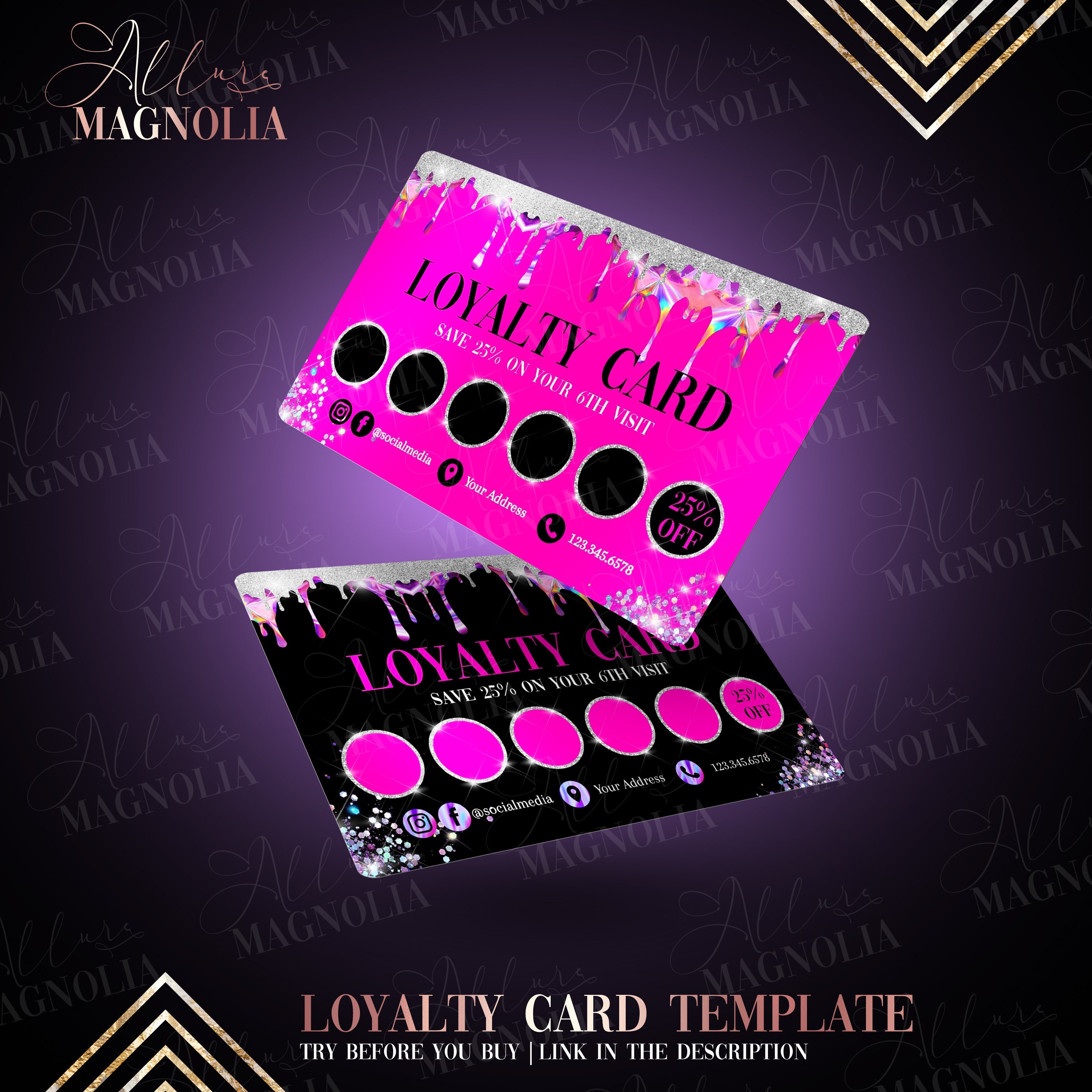 BEAUTY LOYALTY CARD, Beauty Cosmetics Loyalty Cards, Editable Beauty ...