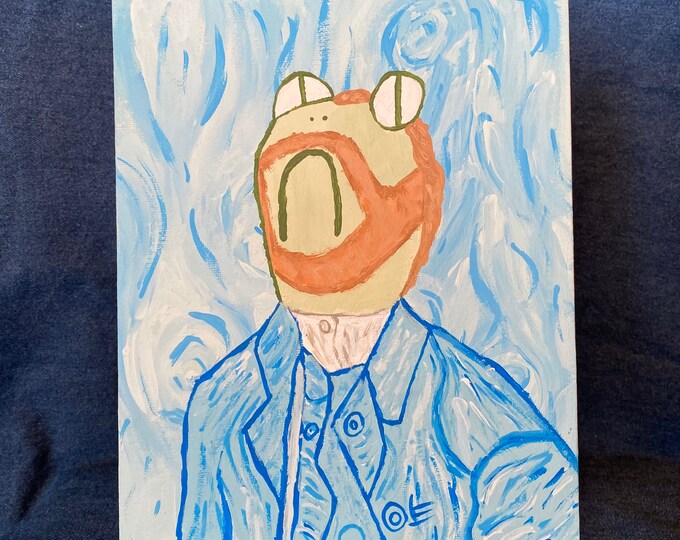 Frog Painting - "vincent Van Frog" Inspired by Van Gogh's Self Portrait ...