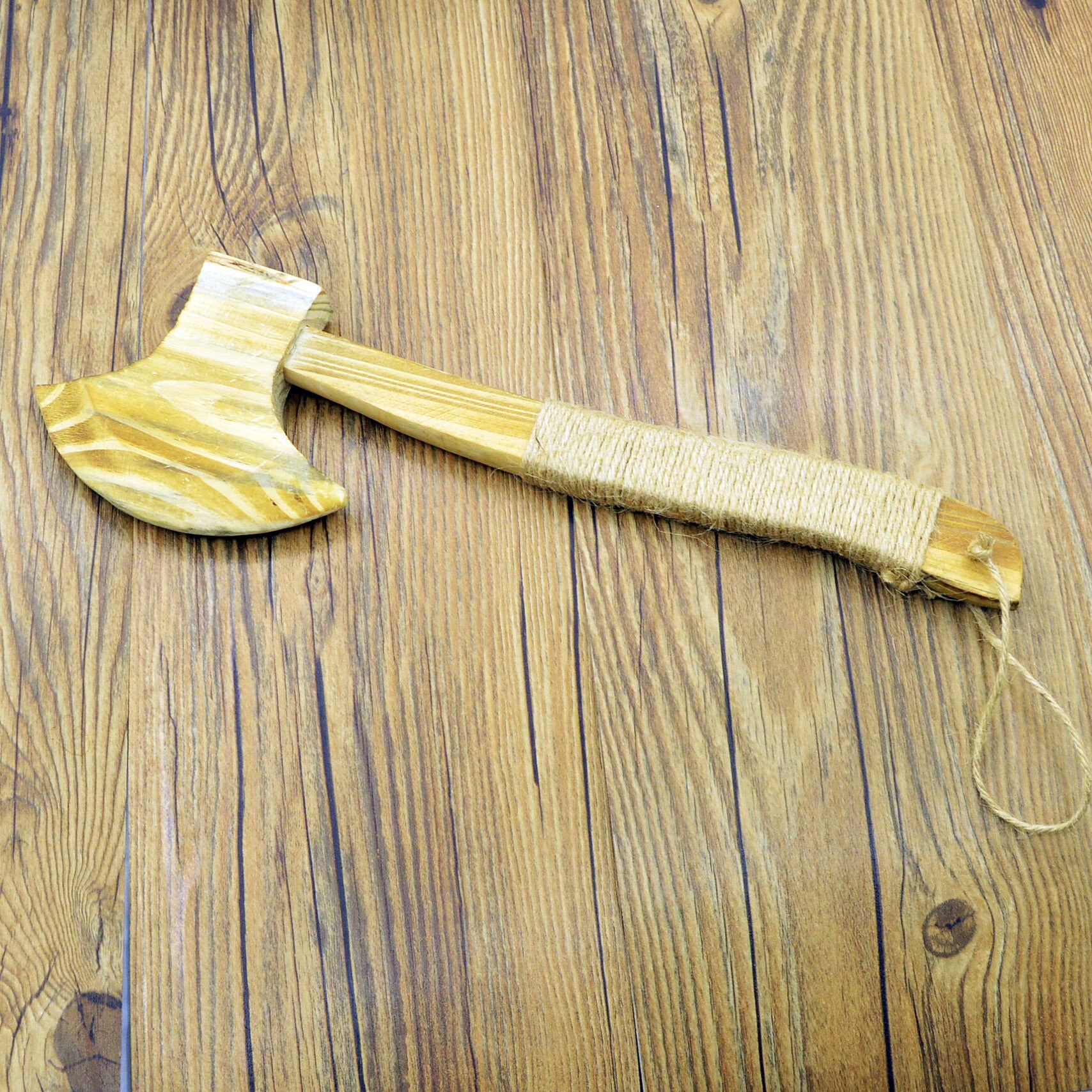 Toy Wooden Axe Handle Wrapped with Hemp Rope and the Tail | Etsy