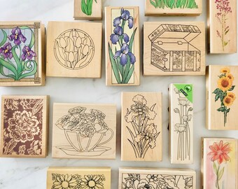 Flower Rubber Stamps | Etsy