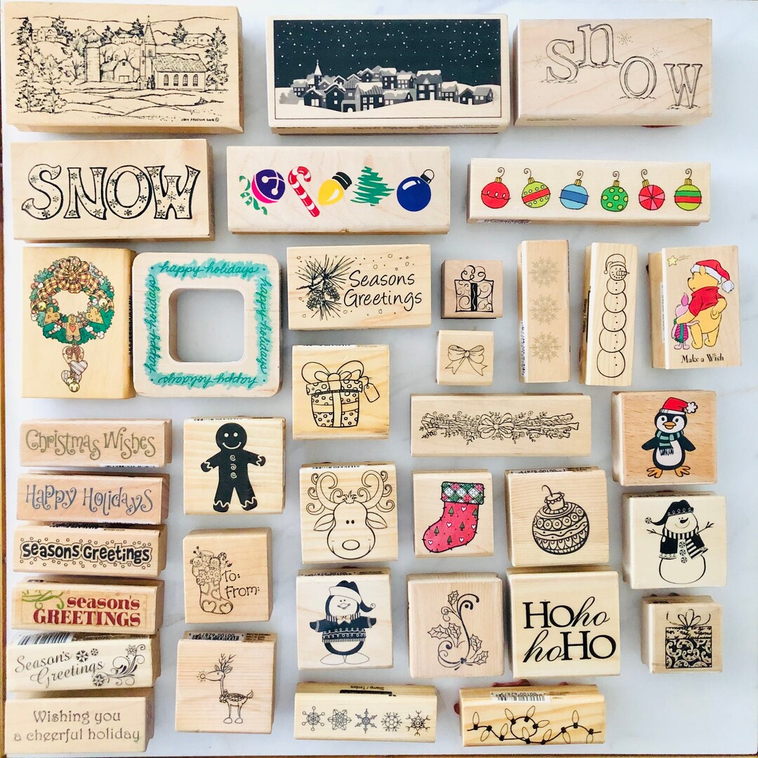 Christmas Stamps Snowman Stamps Gingerbread Stamps Rubber - Etsy