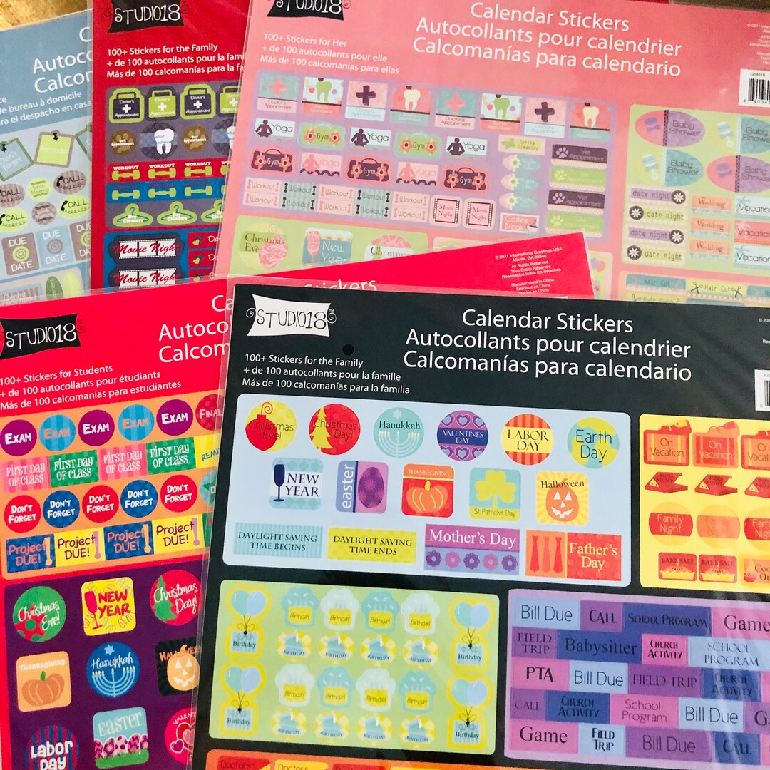 Studio18 Calendar Stickers, Labels, Family Stickers, Student Stickers ...