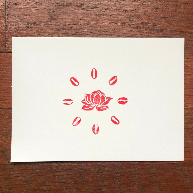 Lotus Linocut - Etsy