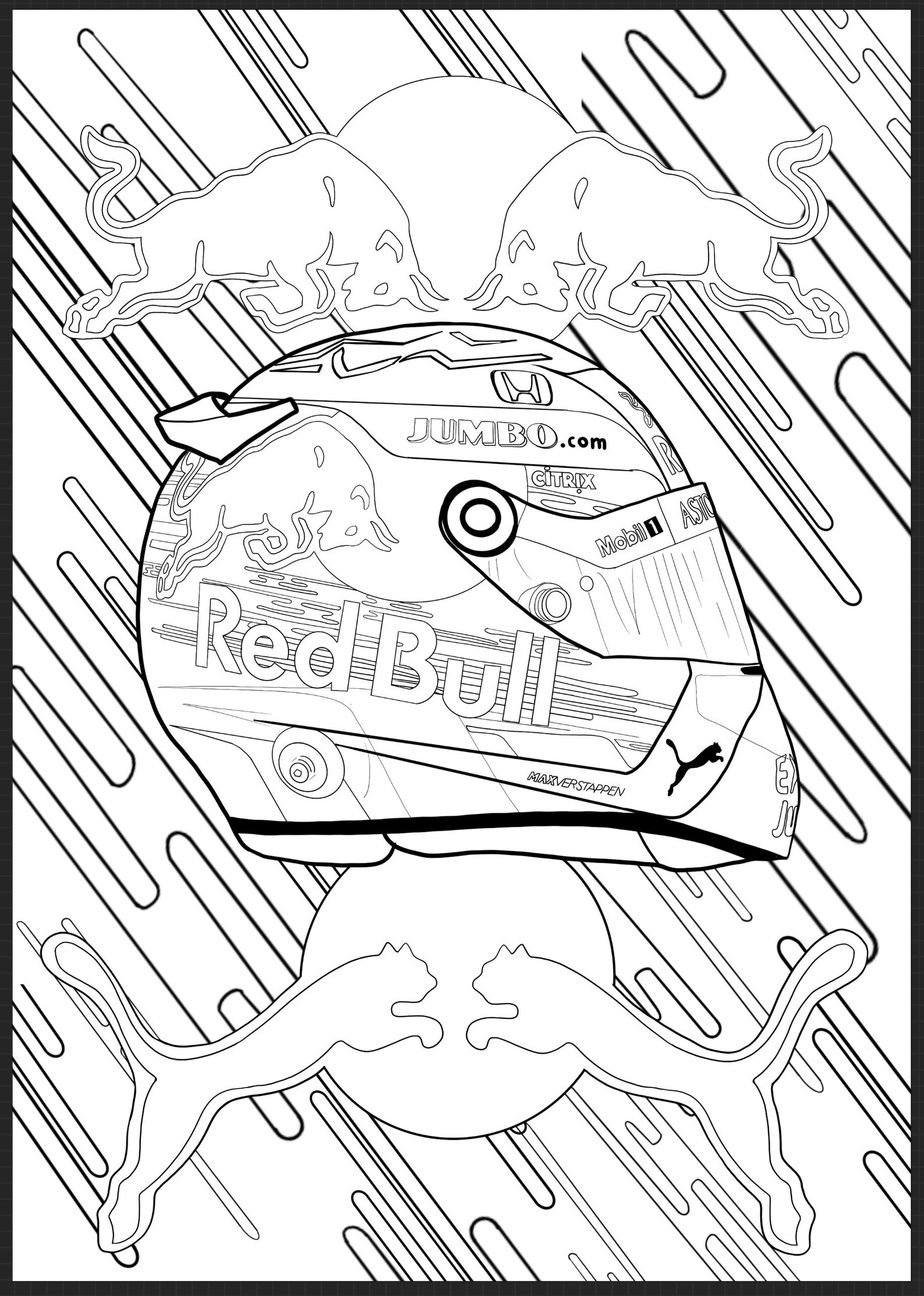 F1 formula one helmet colouring pages Lando Norris Daniel | Etsy