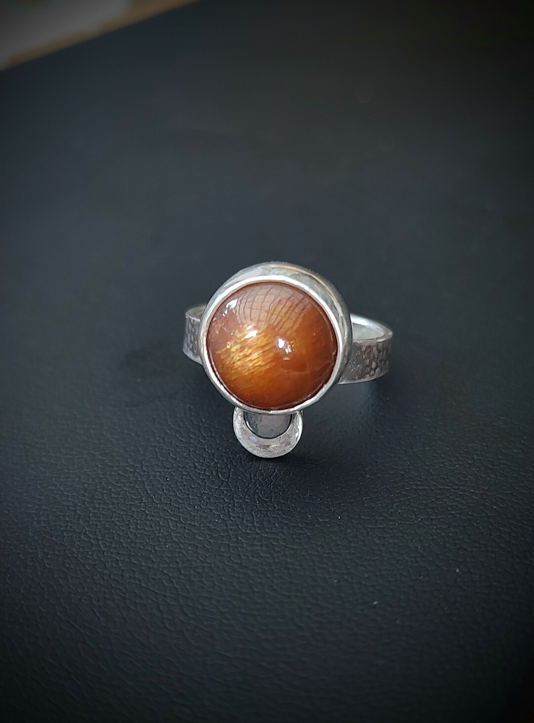 Sunstone Crescent Moon Ring, Golden Schiller Sunstone, Warm Color Tones ...