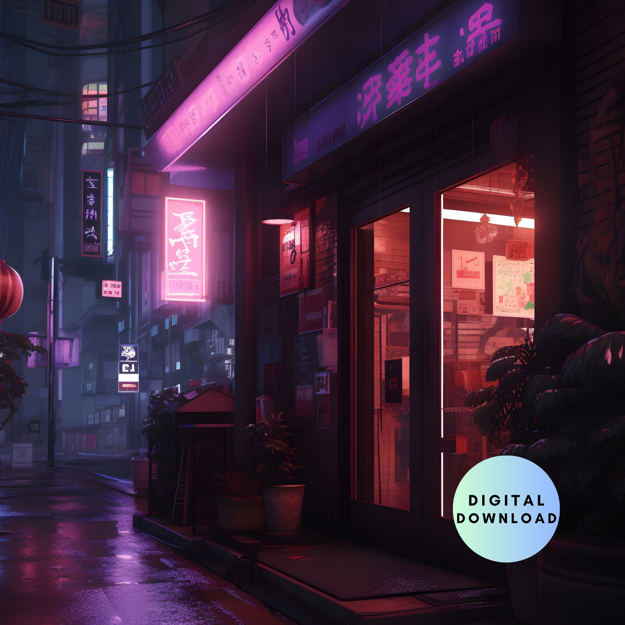 Lofi Digital Wall Art Japanese Anime Aesthetic, Kawaii Design Style ...