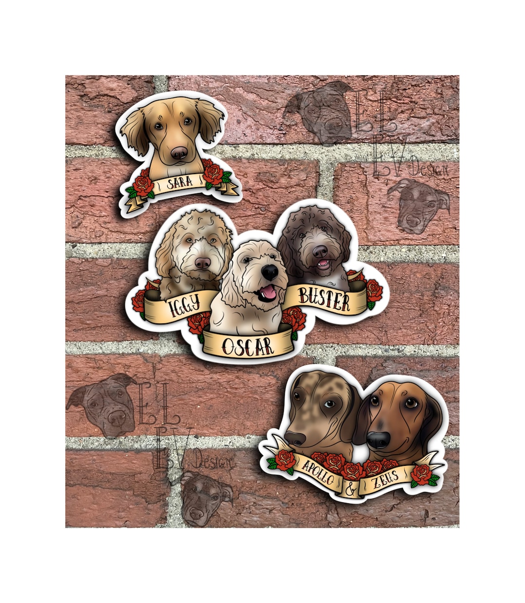Custom Pet Vinyl Stickers of American Traditional Art, Gifts for Her ...