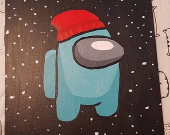 Custom Among Us Painting Blue Crewmate Acrylic on Canvas 5x7 - Etsy