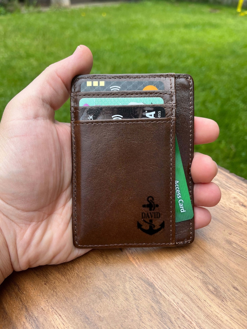 Minimalist Leather Wallet Slim Wallet for Men RFID - Etsy