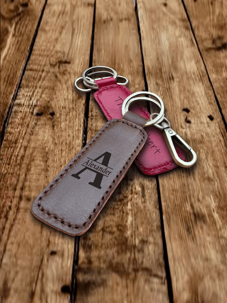 Personalized Leather Keychain Customized Leather Key Ring - Etsy