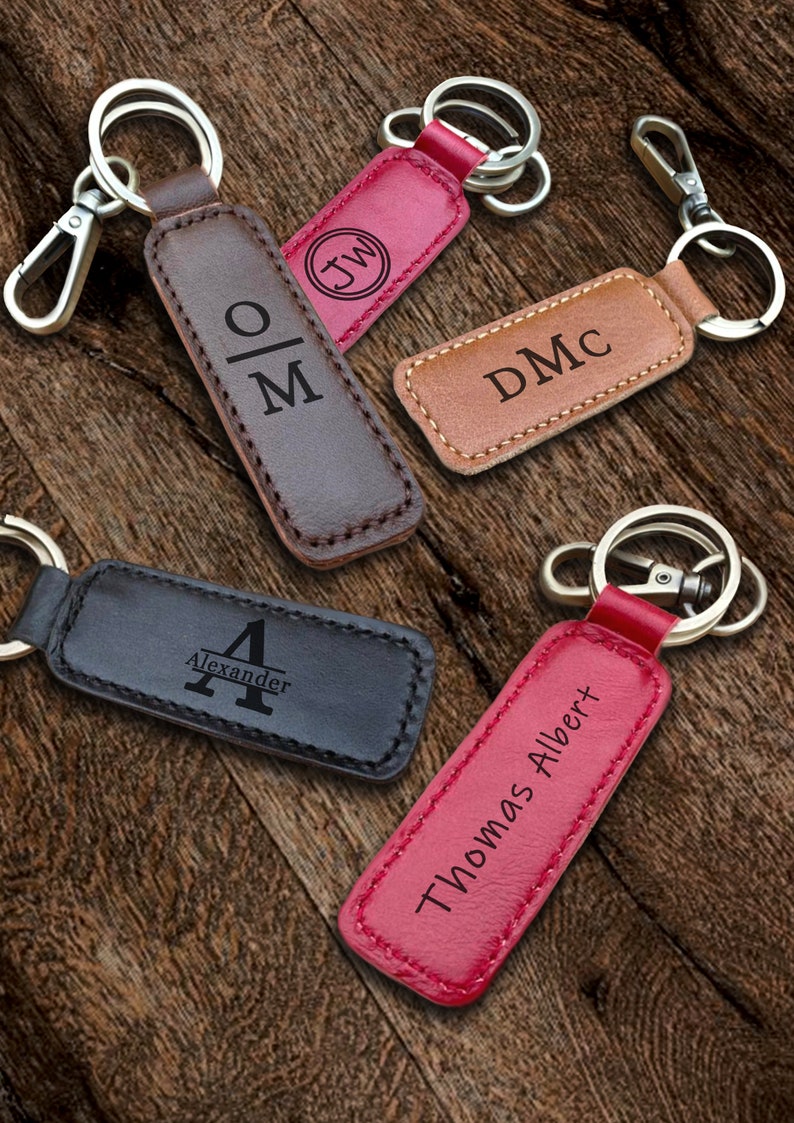 Personalized Leather Keychain Customized Leather Key Ring - Etsy