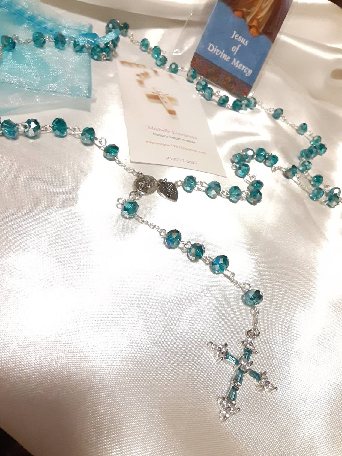 Beautiful Light Blue Rosary - Etsy UK