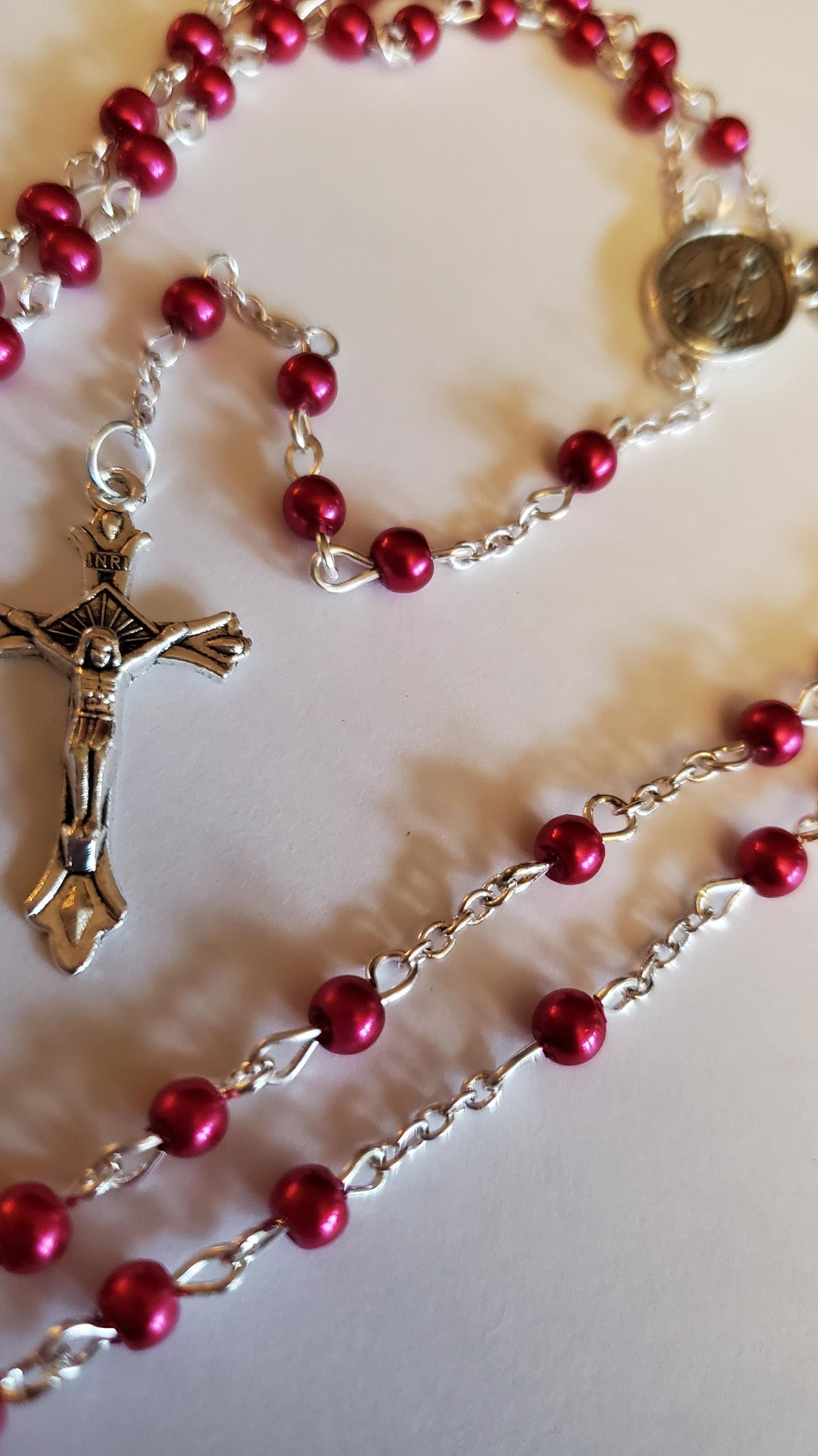 Beautiful Red Rosary - Etsy