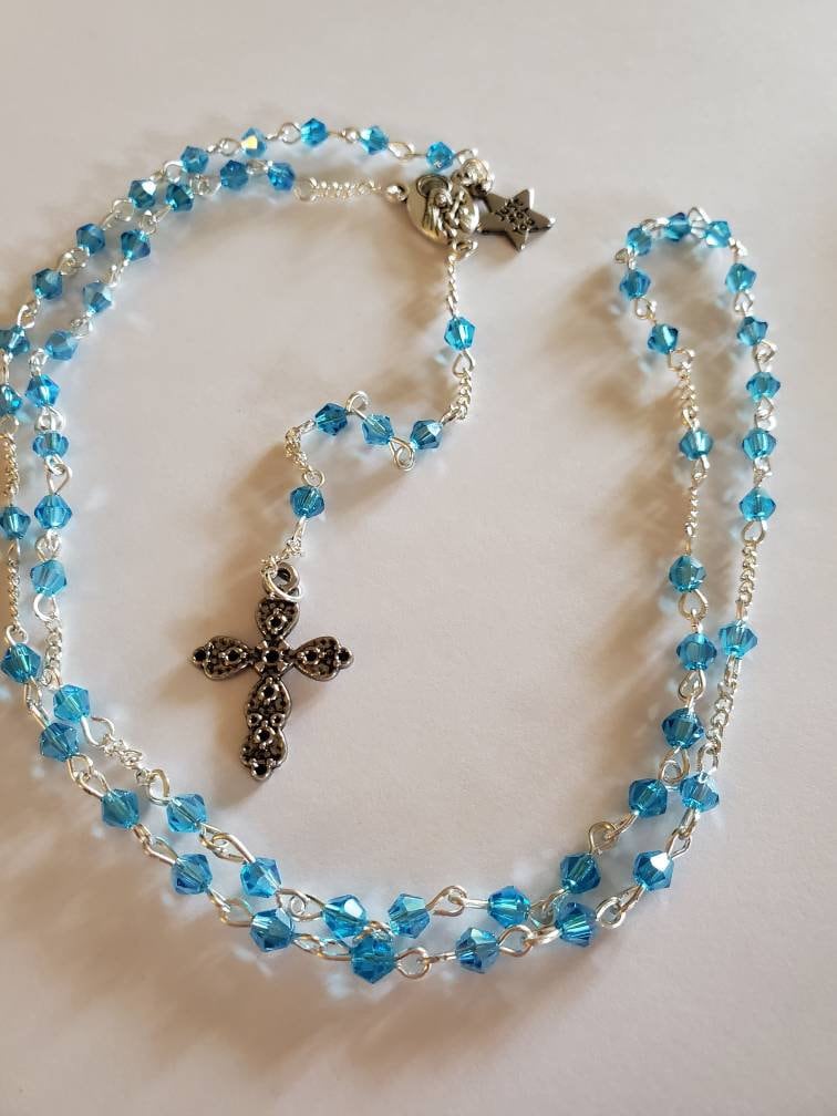 Beautiful Light Blue Rosary - Etsy