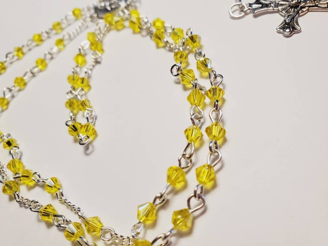 Elegant Yellow Rosary - Etsy