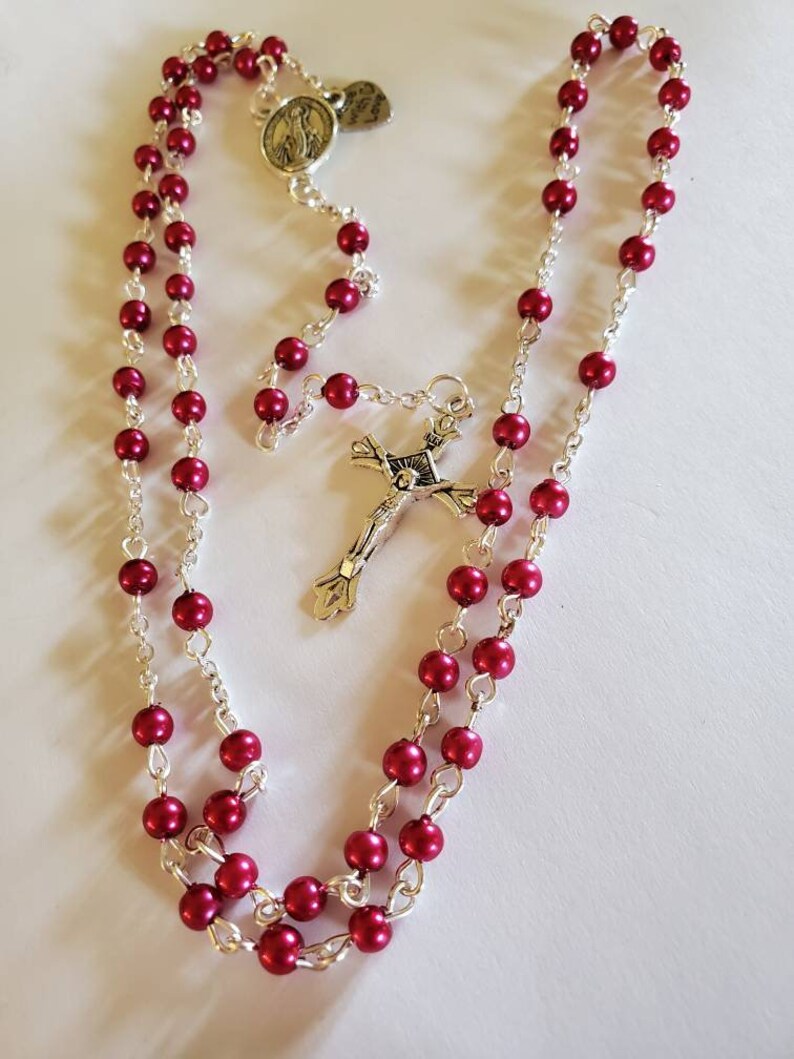 Beautiful Red Rosary - Etsy