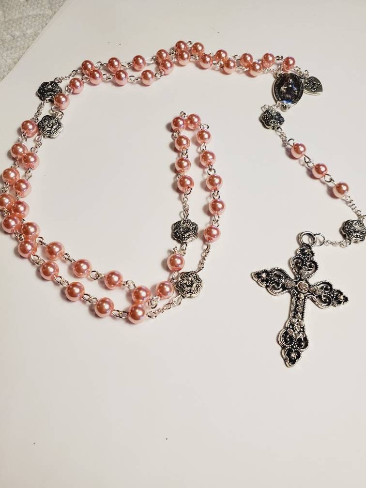 Beautiful Pink Rosary - Etsy