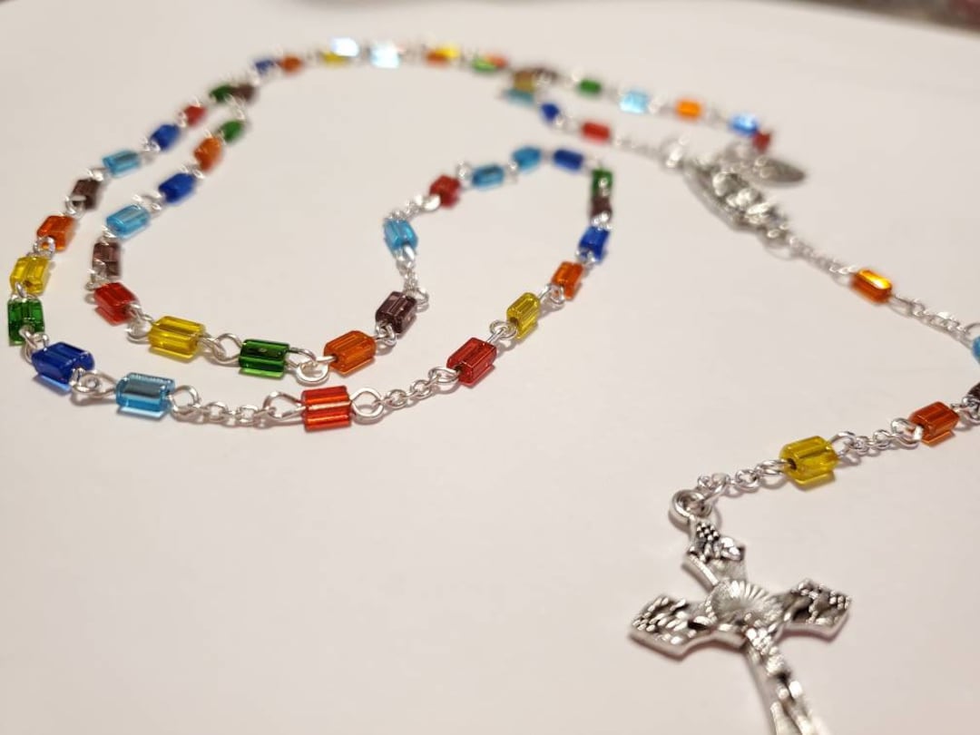 Handmade Rainbow Colored Rosary - Etsy
