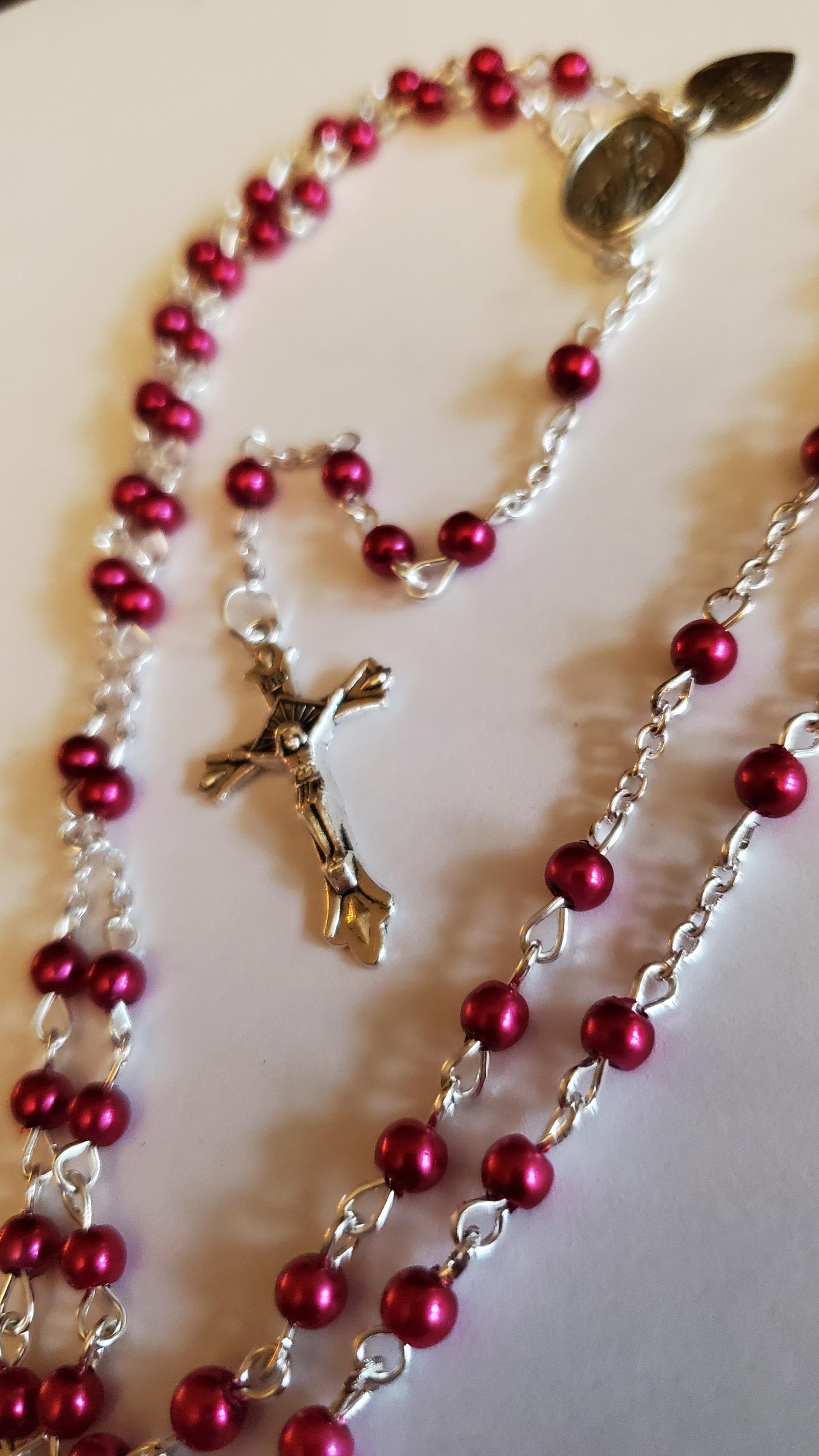 Beautiful Red Rosary - Etsy