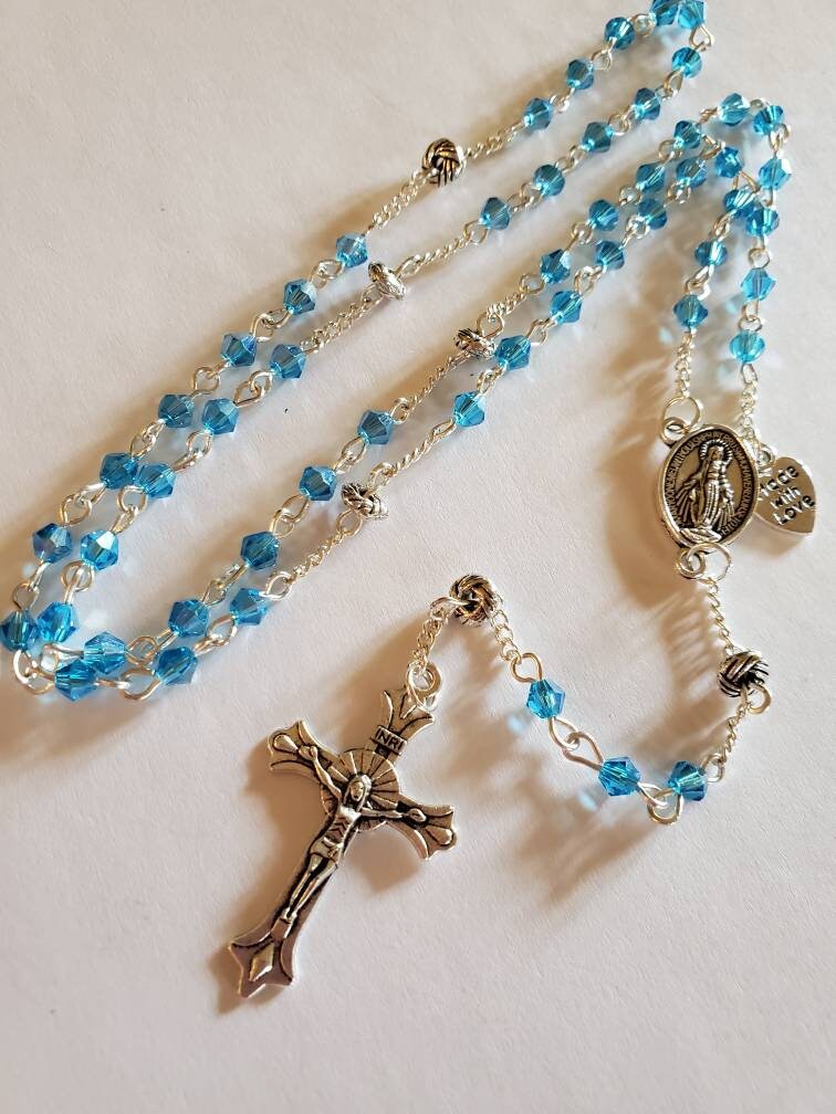 Light Blue Rosary - Etsy
