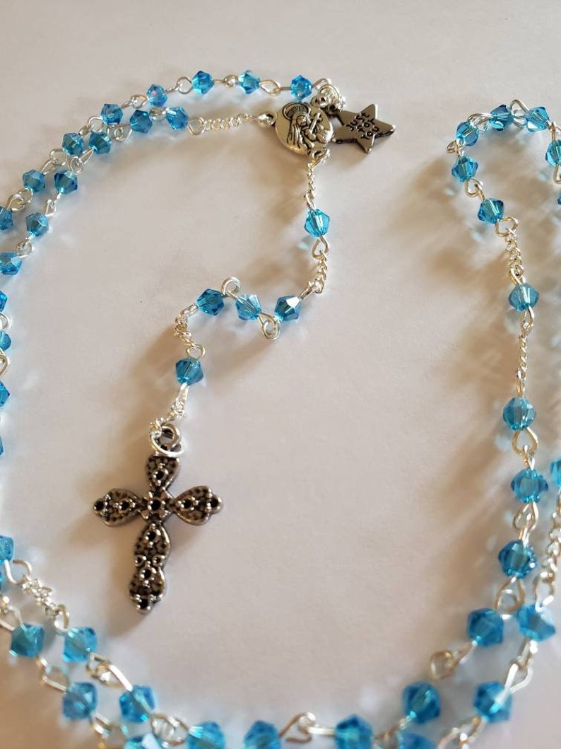 Beautiful Light Blue Rosary - Etsy