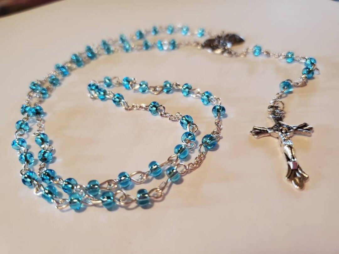 Beautiful Light Blue Rosary - Etsy