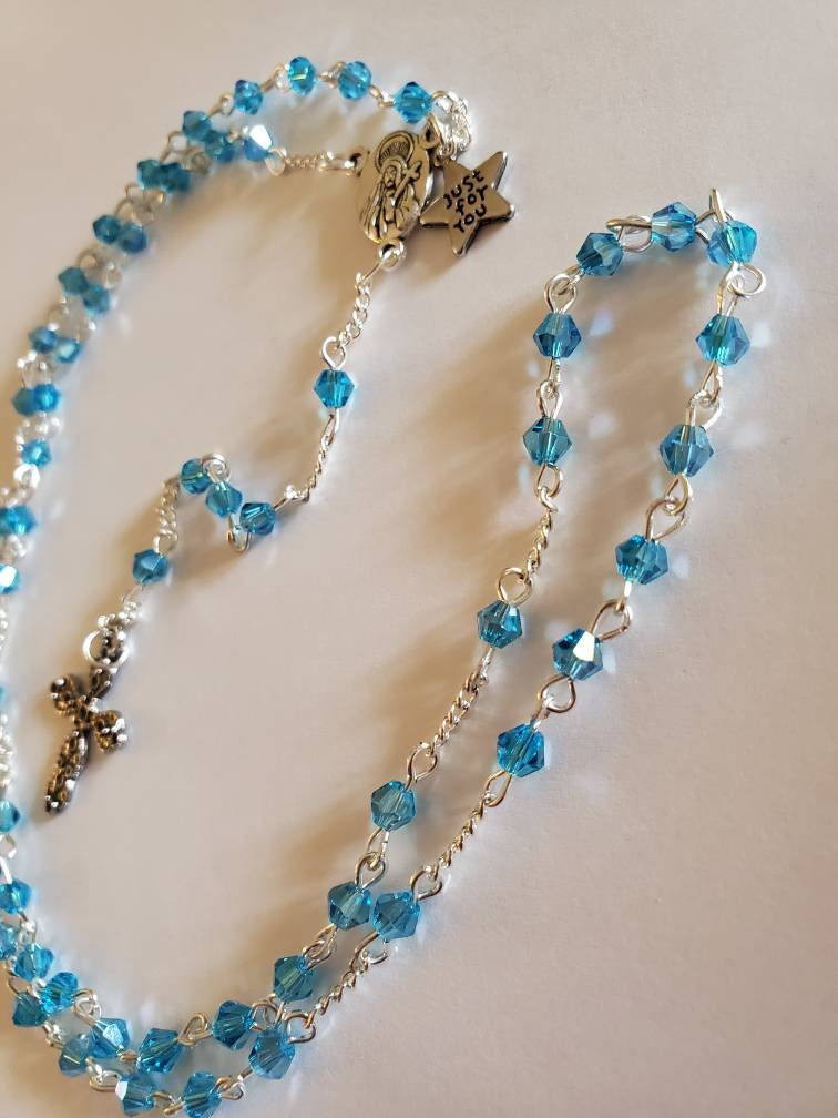 Beautiful Light Blue Rosary - Etsy