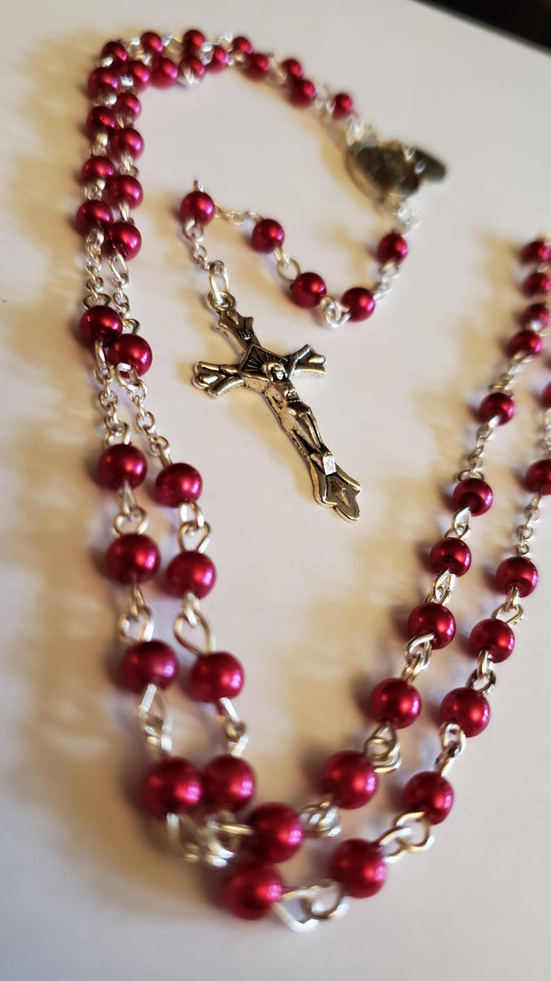 Beautiful Red Rosary - Etsy