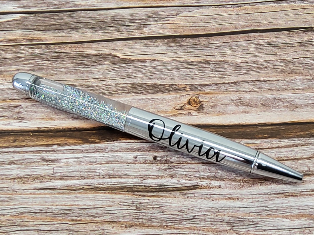 Personalised Glitter Silver Pen Ballpoint Pen Create Your Own Pen Gift ...